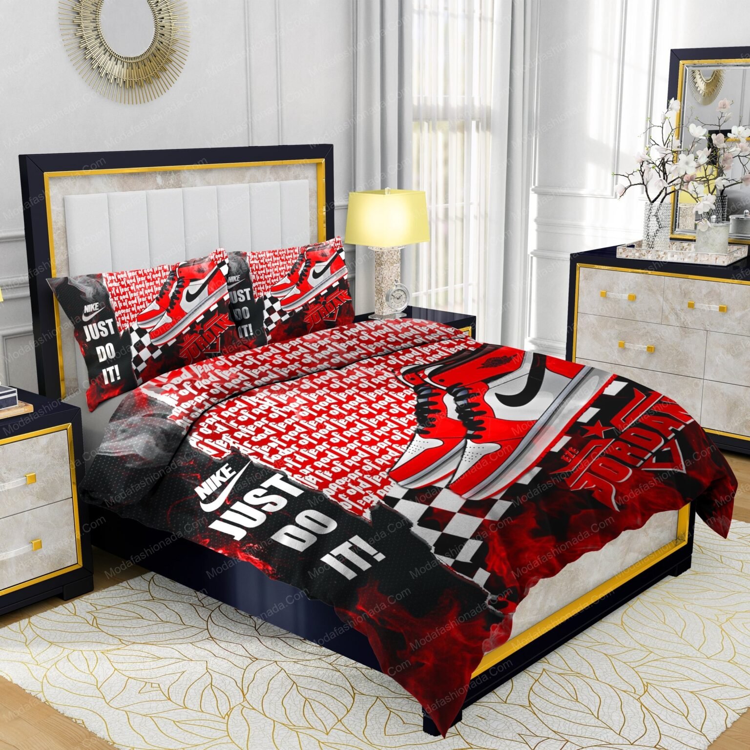 Buy Famous Nike Air Jordan Fear Of God Bedding Sets Bed Sets, Bedroom ...