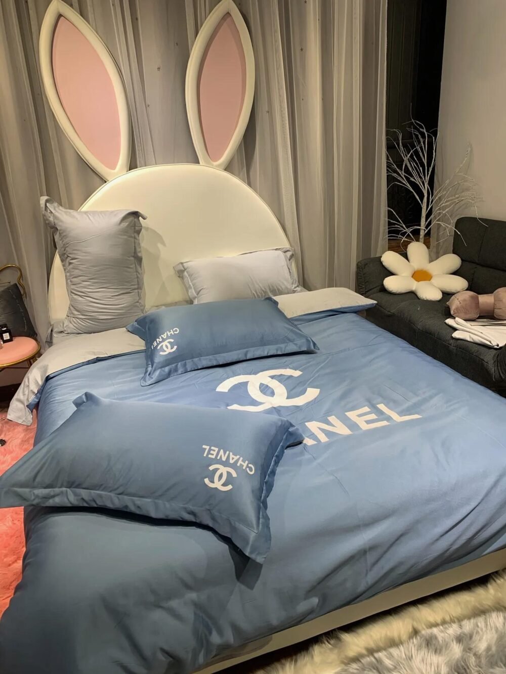 Chanel blue logo type 417 Bedding Sets blankets duvet bed linen sheets ...